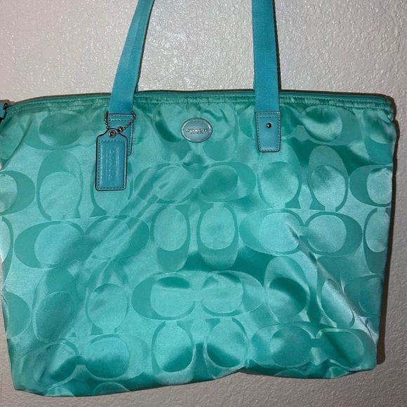 Coach | Bags | Coach Turquoise Signature Packable Weekender | Poshmark